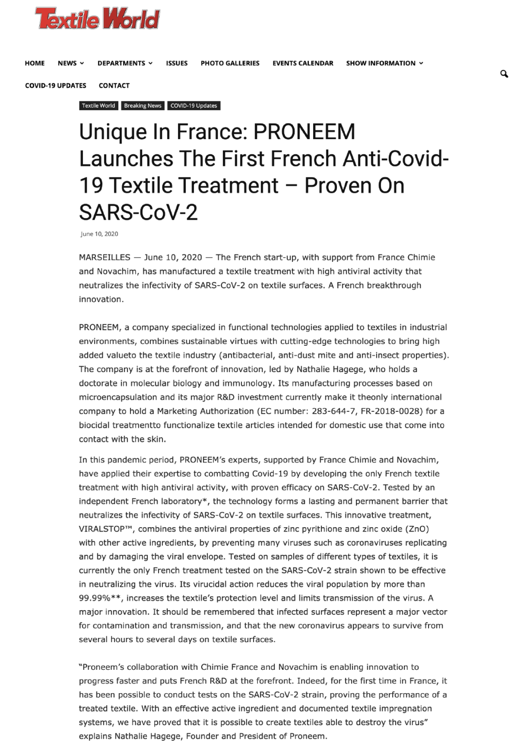 Textile World - 2020-06 - Proneem